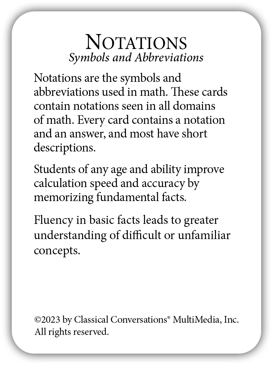 Notations: Symbols and Abbreviations (Math Flashcards) – Classical ...